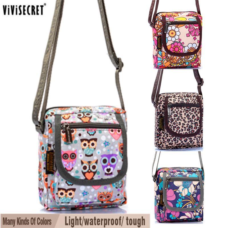 Жените малки чанта пратеник водоустойчив многослойни кръст тяло сладък карикатура сова флорални
