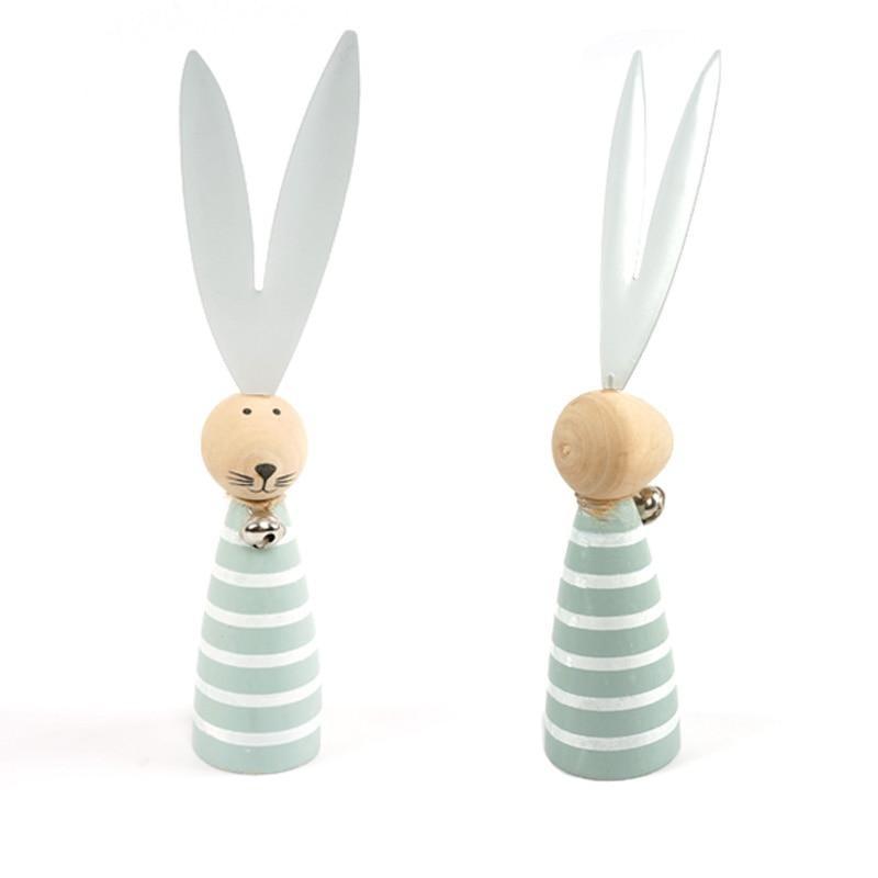 Великденски заек украса 1pc дърво синьо Великден зайци орнаменти дърво ...