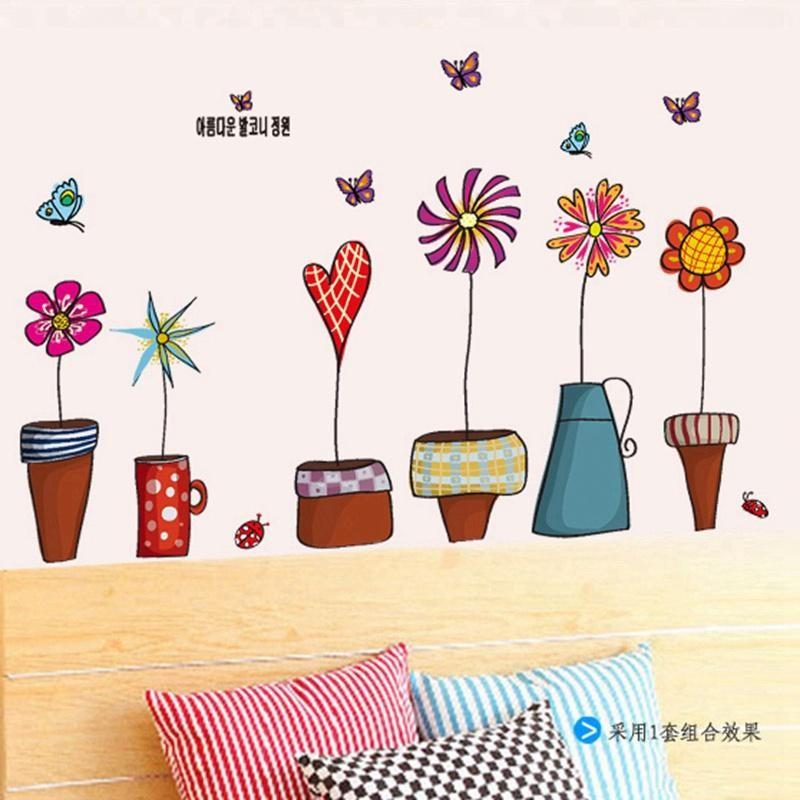 Zs Sticker стълбищни тапицерии саксийни цветя стикери за стени за ...
